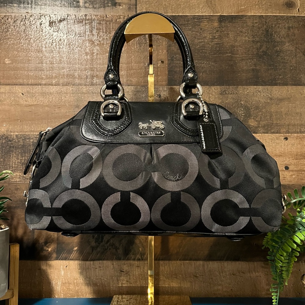 Coach Madison Op Art Black Grey Satchel Bag Y2k - Gem